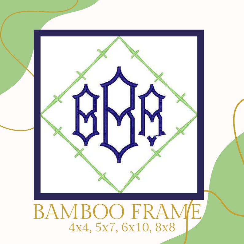 Bamboo Inspired Monogram Frame Machine Embroidery Design 4x4 - Etsy