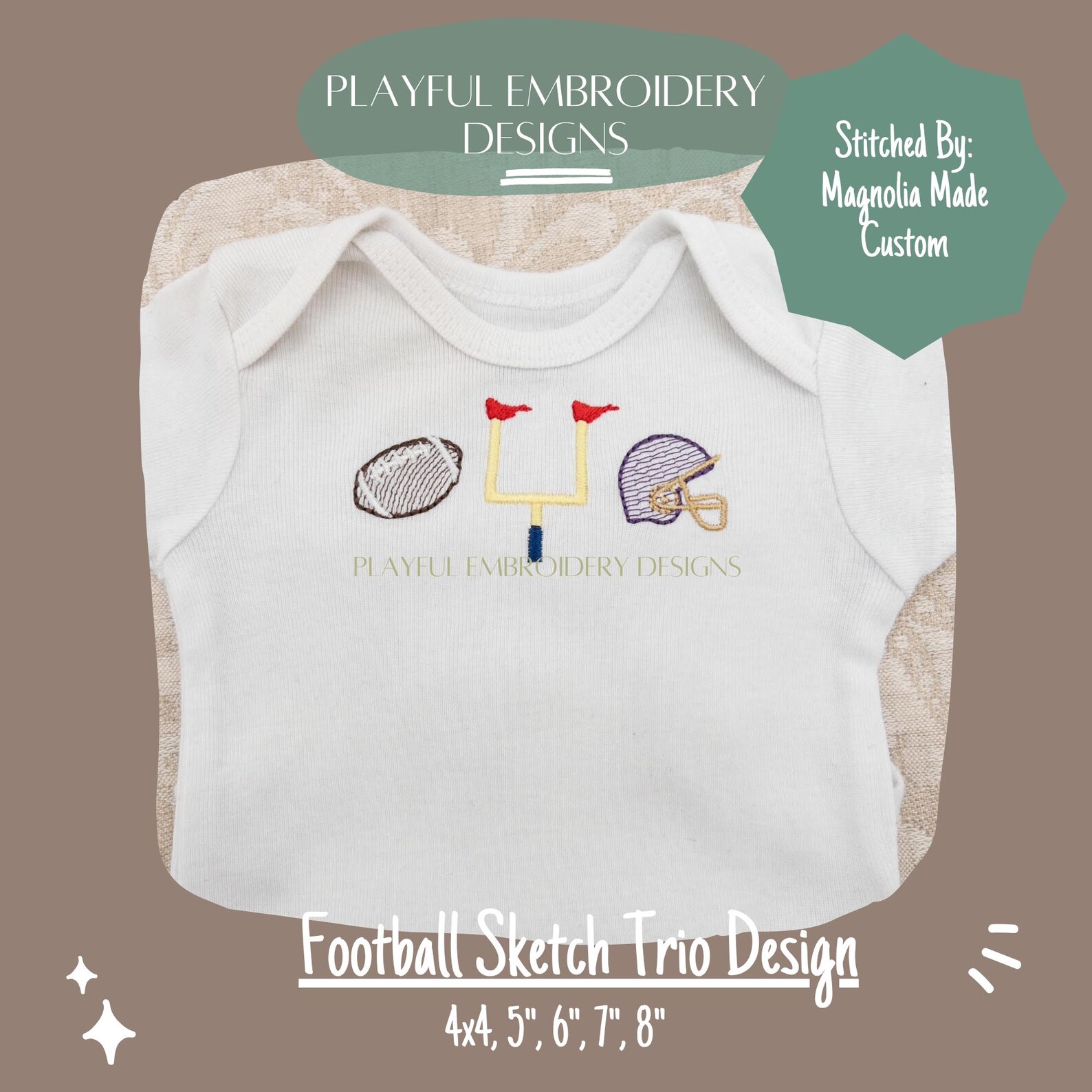 Football Sketch Trio Embroidery Design (digital Download) - Etsy