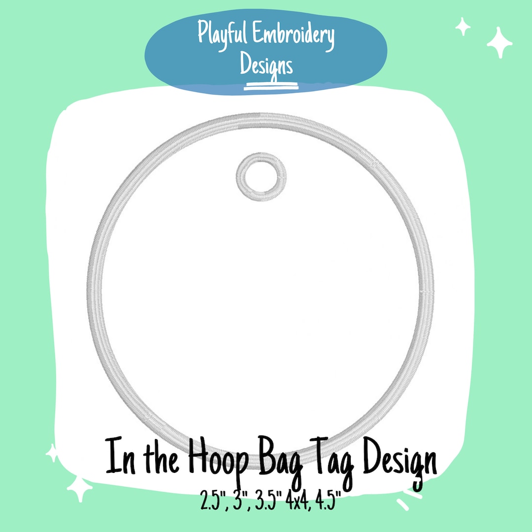 In the Hoop Circle Bag Tag or Ornament Machine Embroidery Design ...