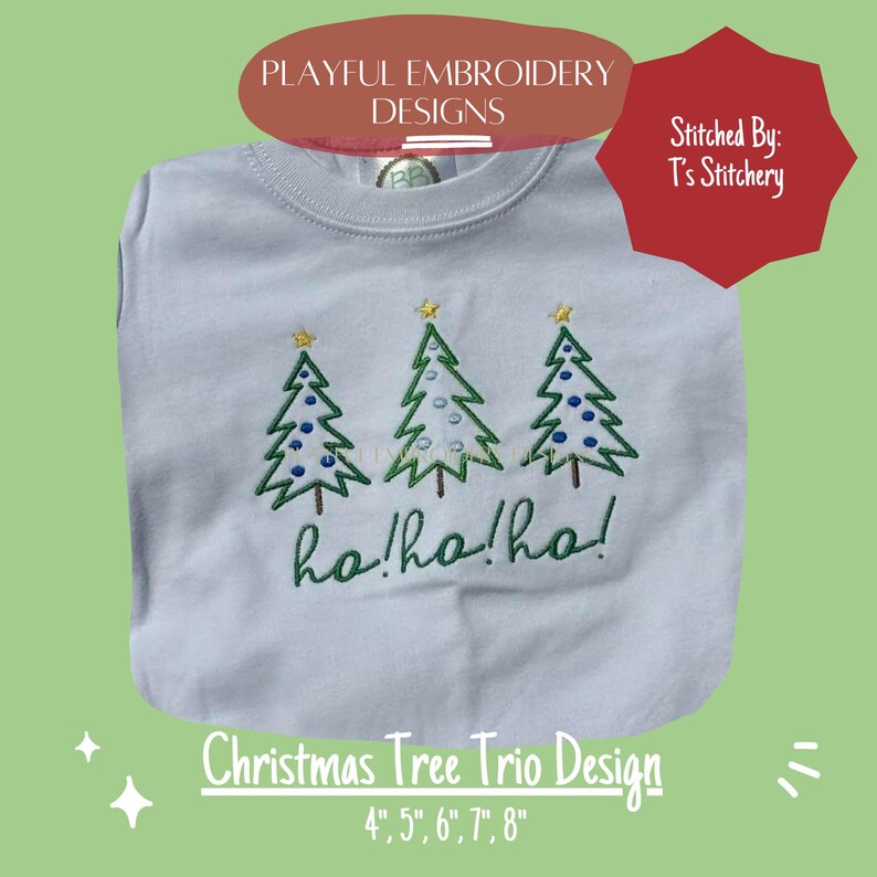 Scribble Christmas Tree Trio Embroidery Design (digital Download) - Etsy
