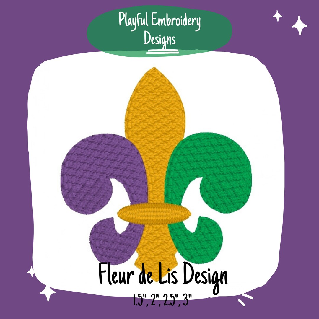Fleur De Lis Filled Machine Embroidery Design, Three Color Fleur ...
