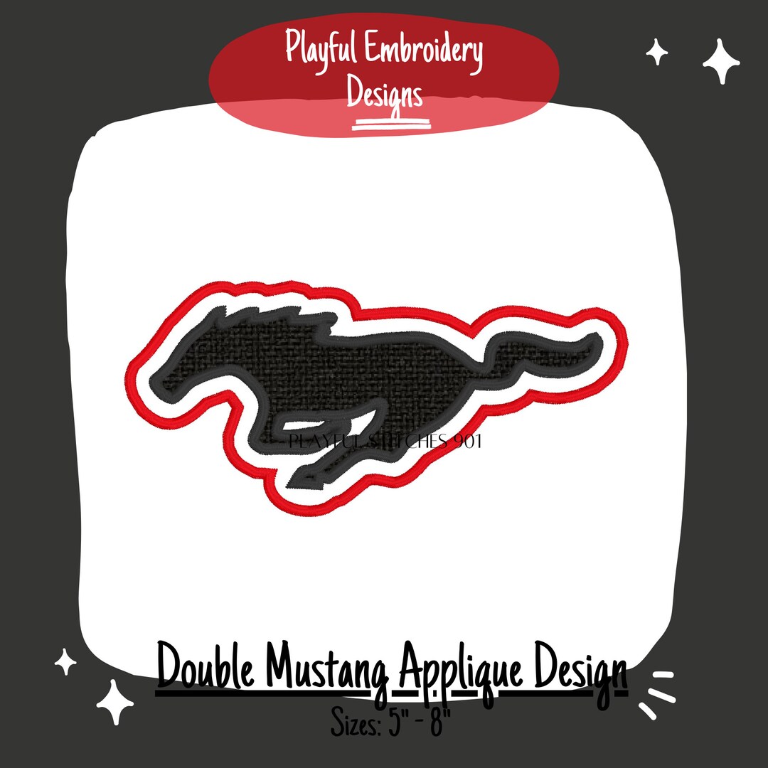 Mustang Double Applique Machine Embroidery Design, Mustang Applique ...