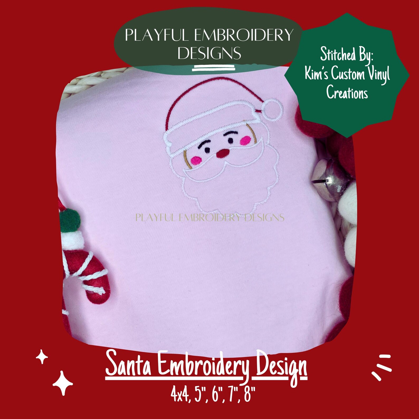 Santa Face Outline Embroidery Design (digital File) - Etsy