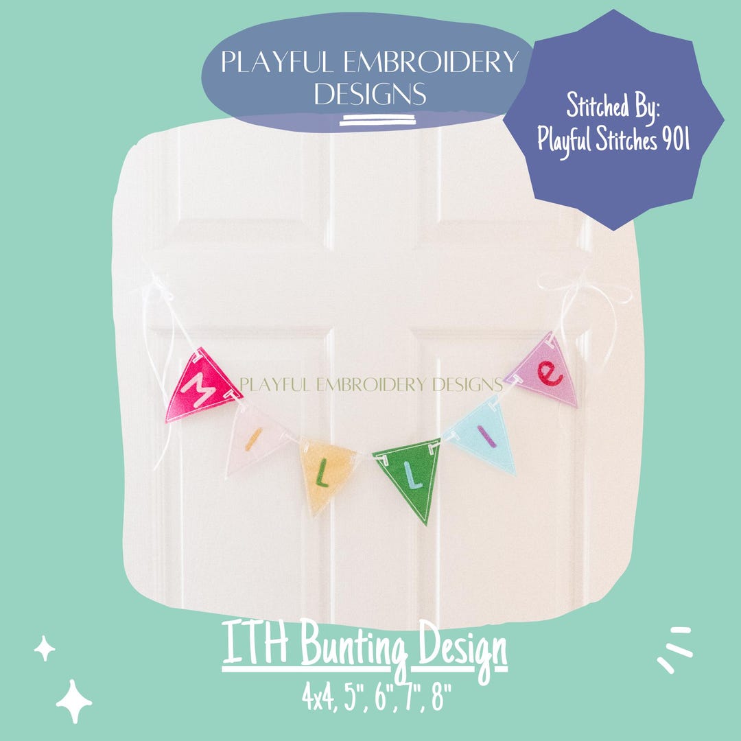 In the Hoop Banner Machine Embroidery Design, Simple ITH Bunting, Make ...