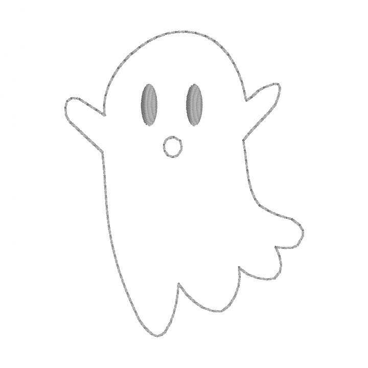 Ghost Outline Machine Embroidery Design, Bean Stitch Ghost Design ...