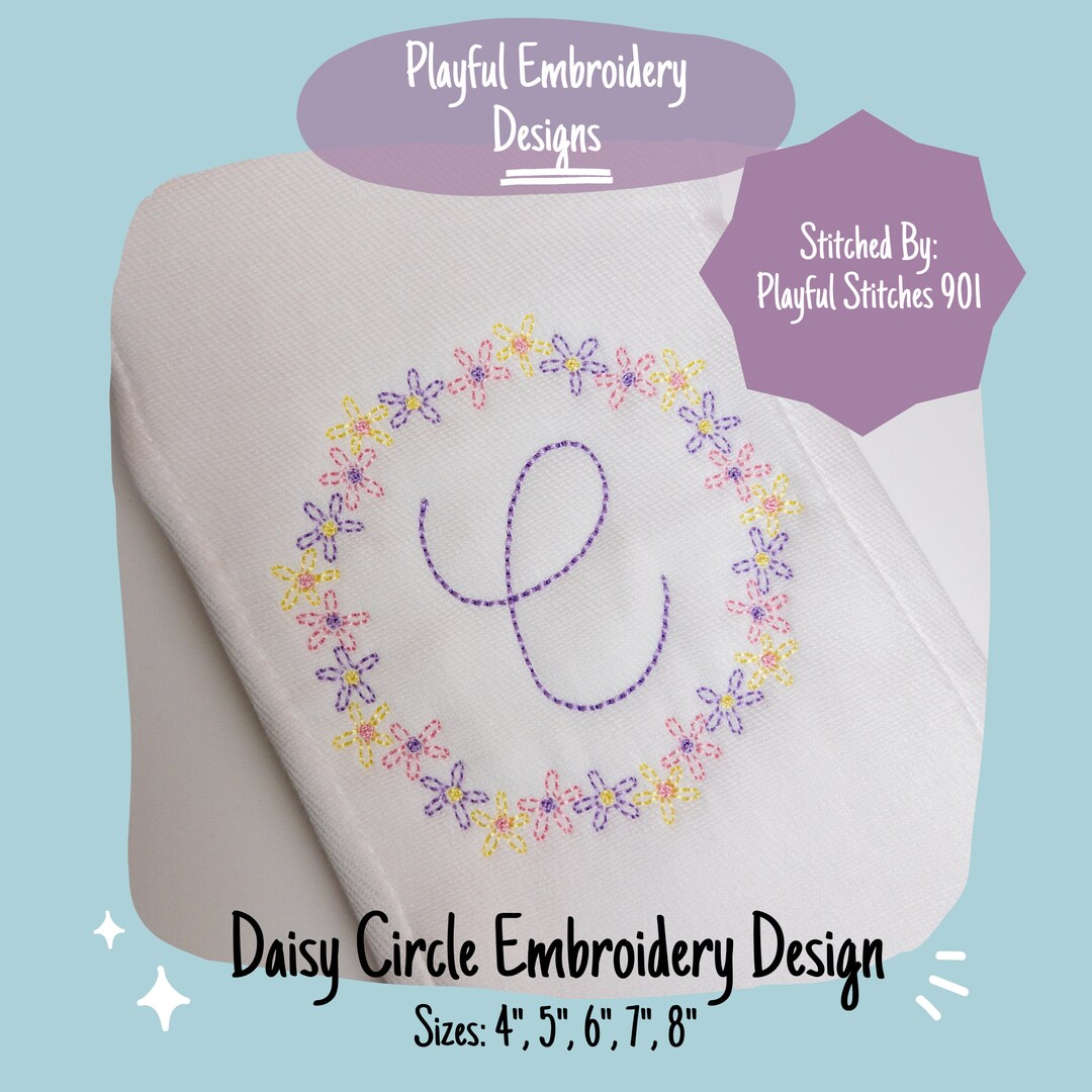 Daisy Circle Frame Machine Embroidery Design, Floral Frame Embroidery ...