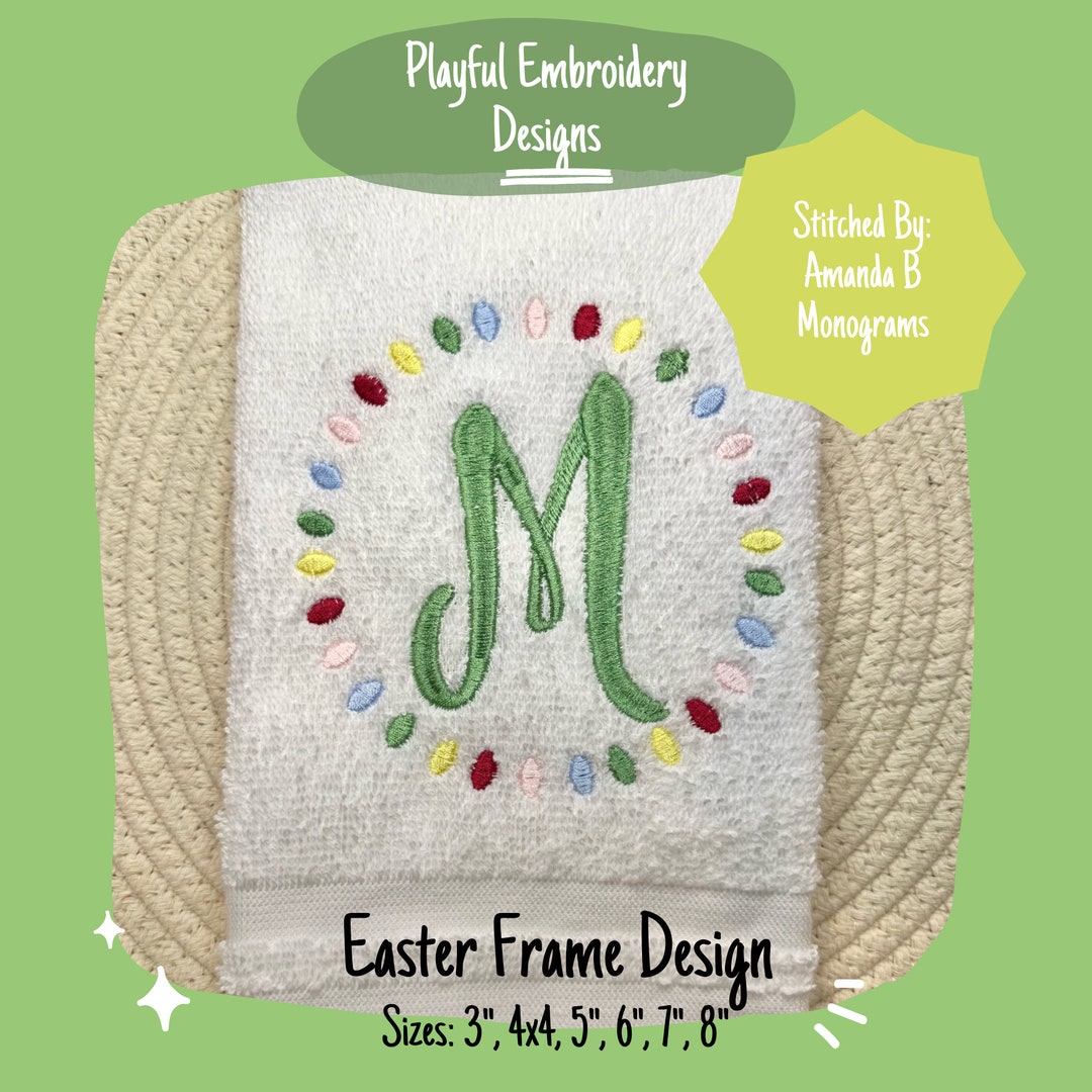 Easter Egg Monogram Frame Machine Embroidery Design, 4x4, 5x7, 6x10 ...