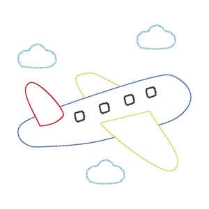 Airplane Machine Embroidery Design, Bean Stitch Airplane Design, Quick ...
