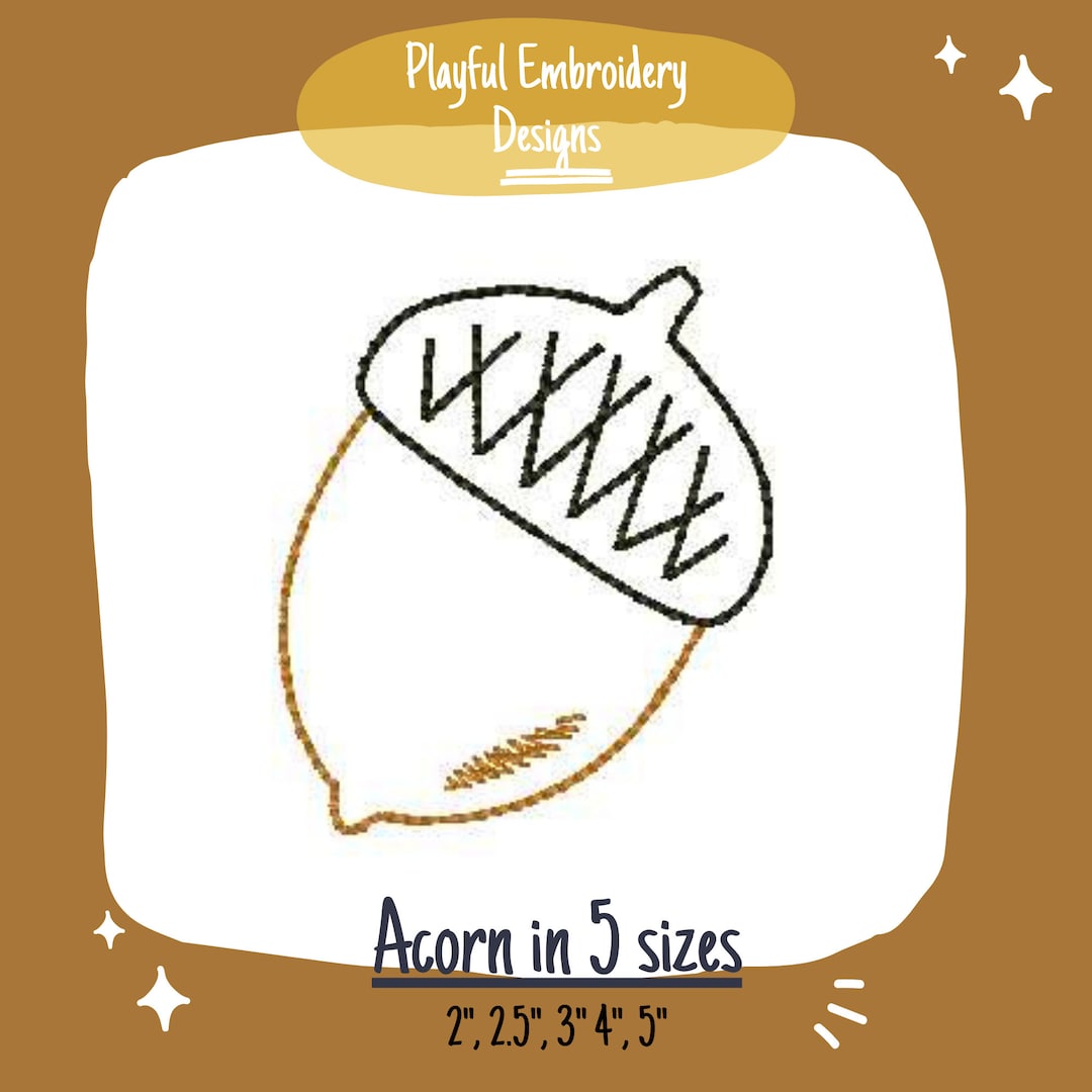 Fall Acorn Machine Embroidery Design, Fall Embroidery Design, Acorn ...