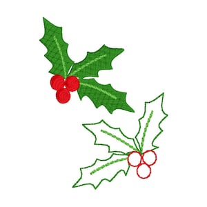 Tiny Holly Machine Embroidery Design, Mini Holly Embroidery Design ...