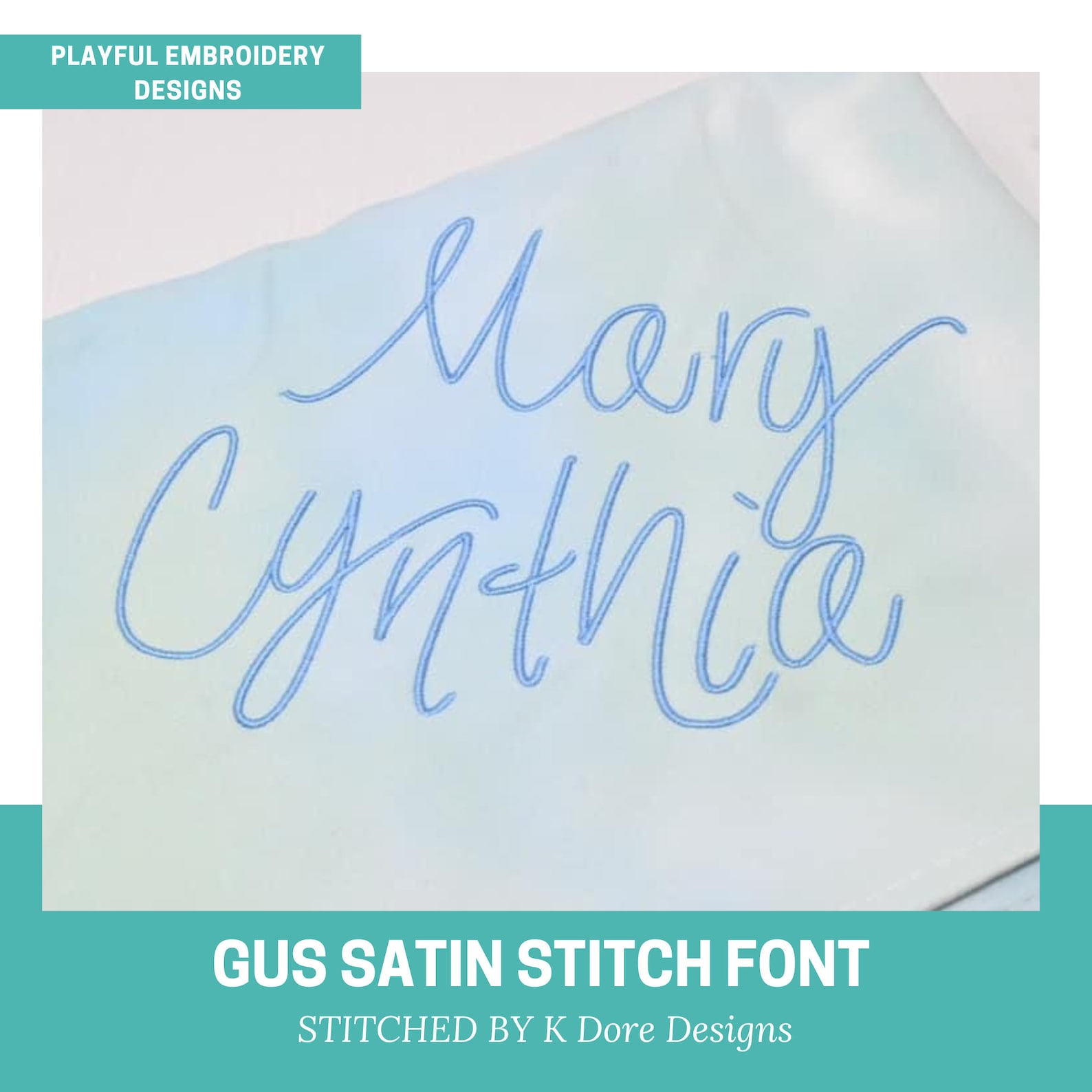 The Gus Satin Stitch Embroidery Font, Handwriting Machine Embroidery ...