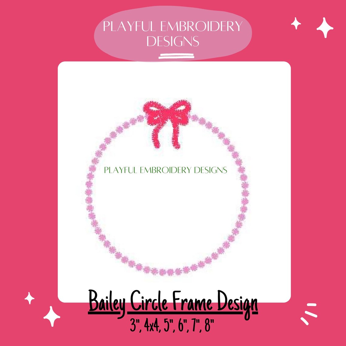 Girly Bow Monogram Frame Embroidery Design (digital Download) - Etsy