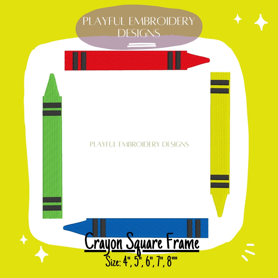Crayon Frame Embroidery Design, Back to School Machine Embroidery ...