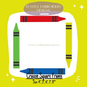 Crayon Frame Embroidery Design, Back to School Machine Embroidery ...