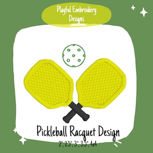 Pickleball Embroidery Design, Embroidered Pickleball Racquet Machine ...