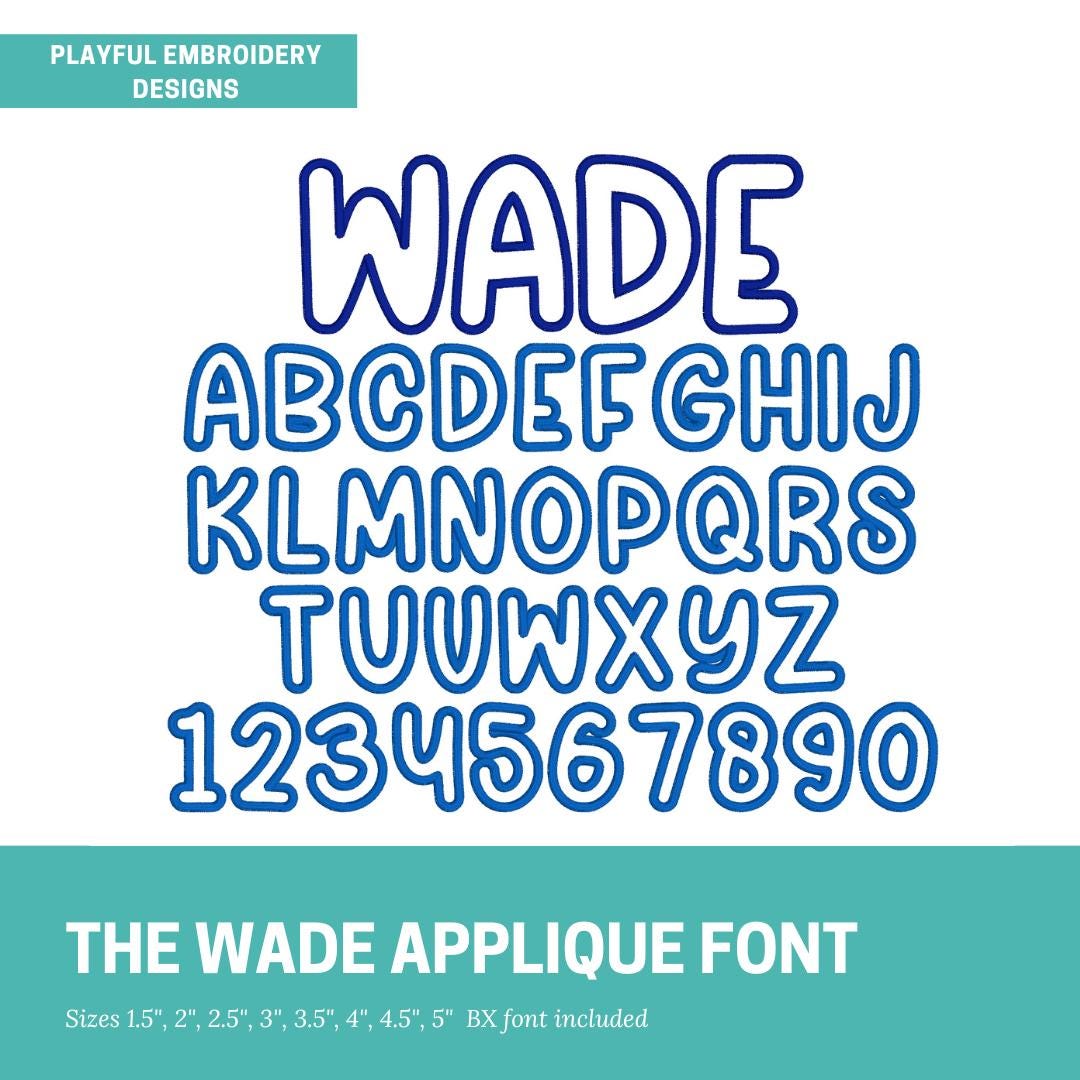 Wade Applique Font Design, Satin Stitch, BX Monogram (digital Download ...