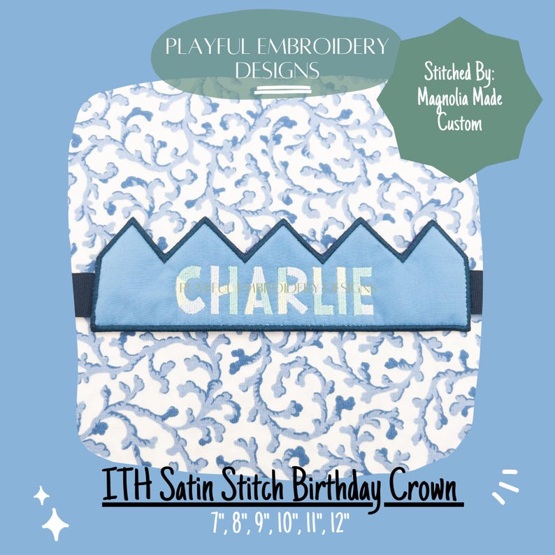 ITH Birthday Crown Machine Embroidery Design, Satin Stitch Edge ...