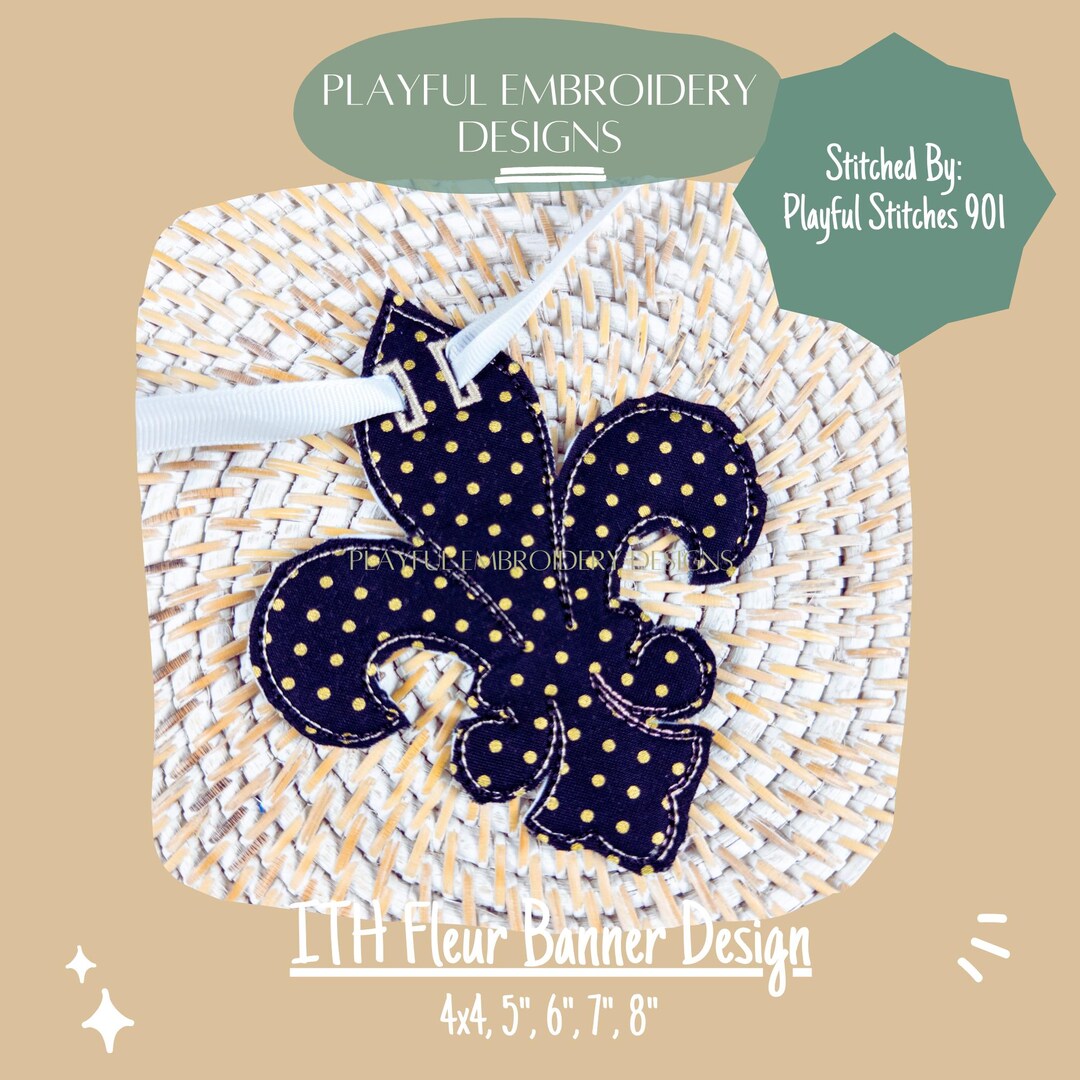 In the Hoop Fleur Banner Machine Embroidery Design, ITH Fleur De Lis ...