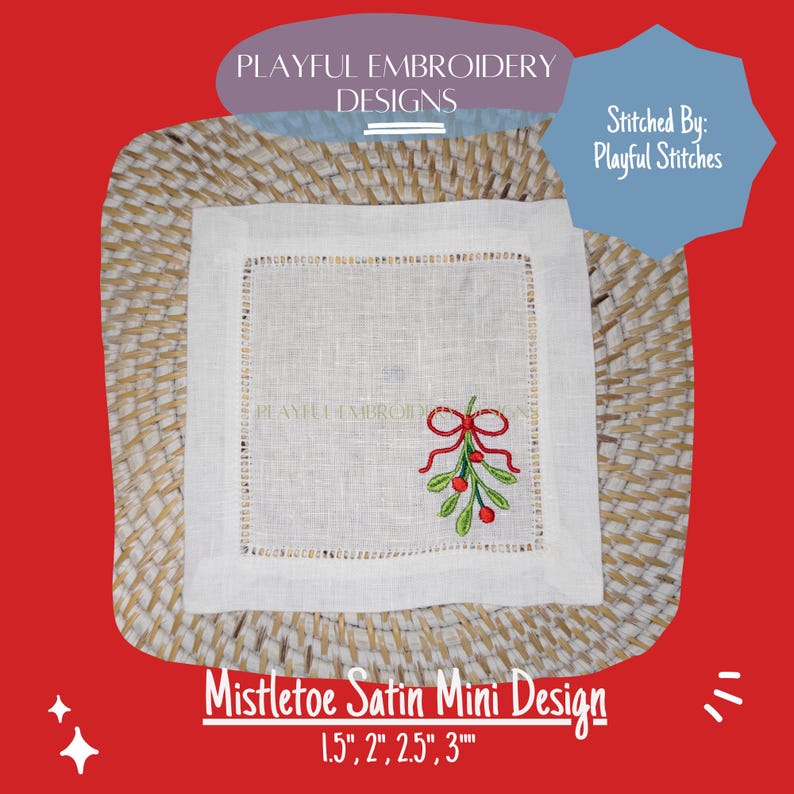 Mistletoe Machine Embroidery Design: Mini Satin Stitch (digital ...