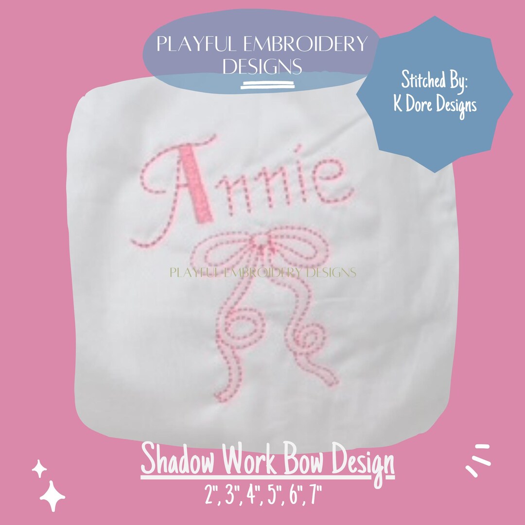 Vintage Shadow Work Bow Embroidery Design (digital Download) - Etsy