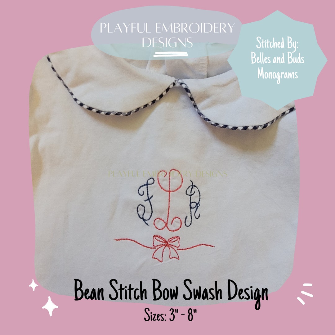 Bean Stitch Bow Swash Machine Embroidery Design, Bean Stitch Bow Add on ...