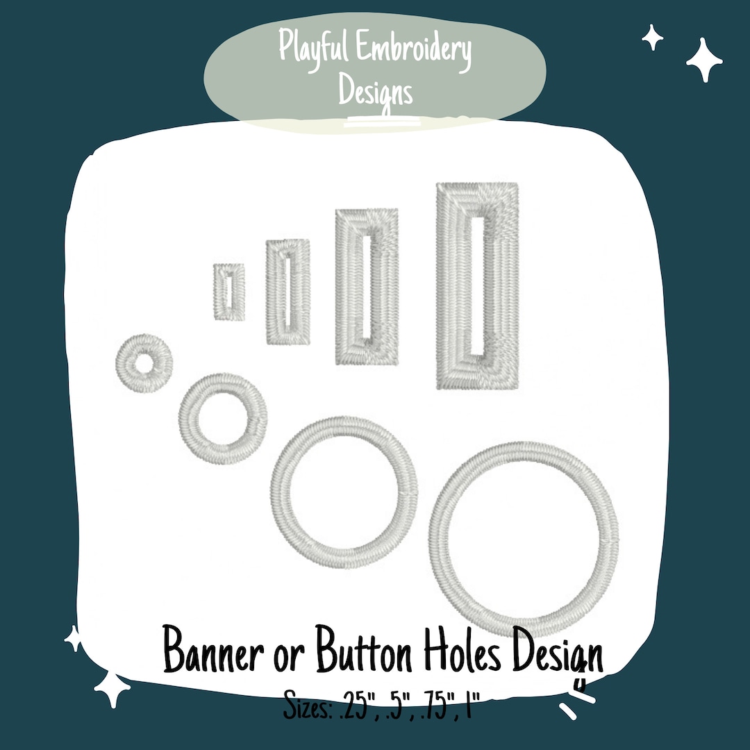 In the Hoop Banner Hole, Button Hole Machine Embroidery, Rectangle Hole ...