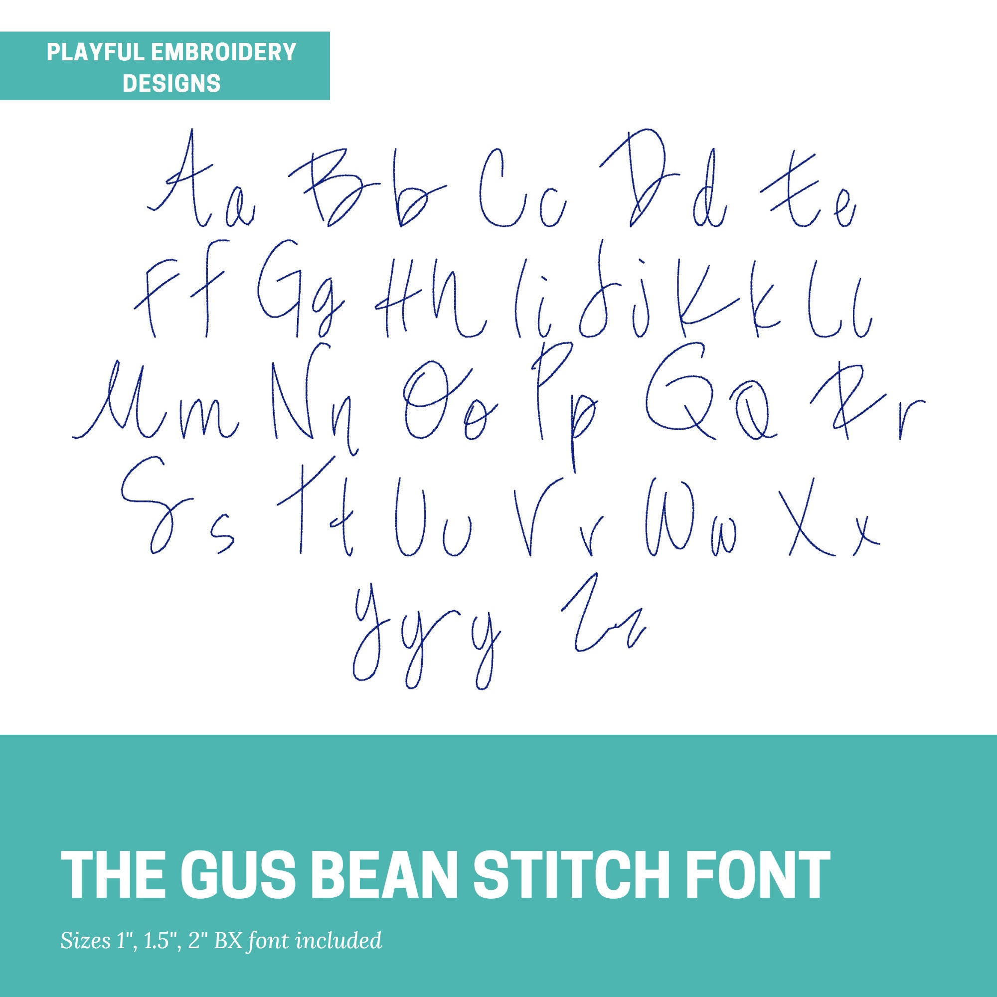 The Gus Bean Stitch Embroidery Font Handwriting Machine - Etsy