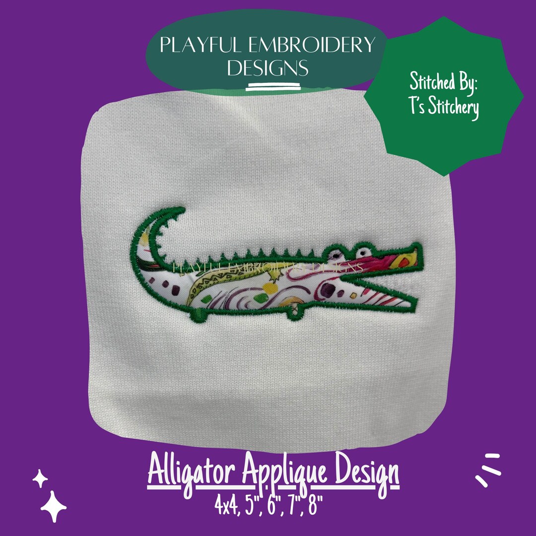 Alligator Applique Design for Machine Embroidery (digital Download) - Etsy