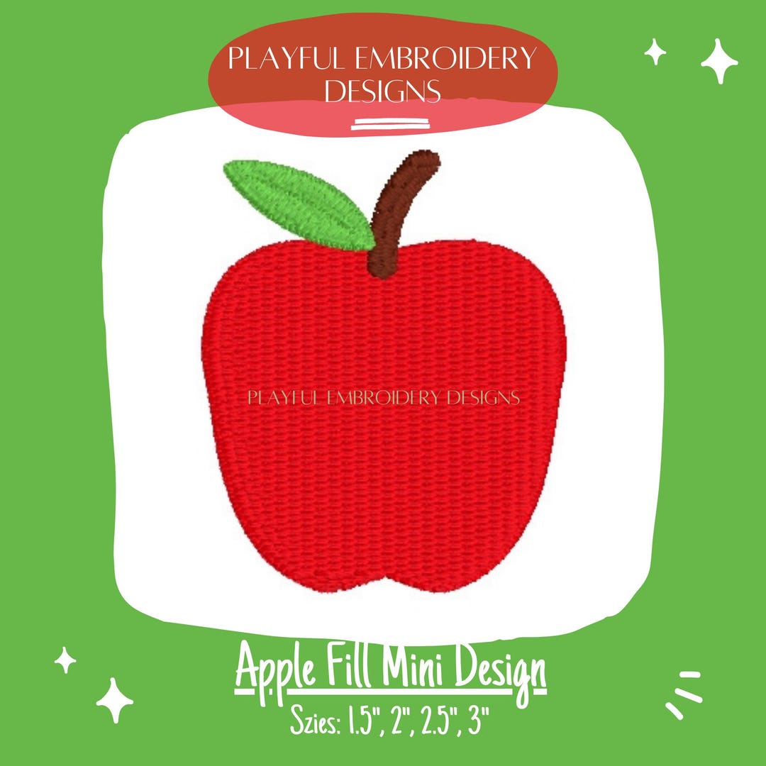 Apple Mini Machine Embroidery Design, Apple Mini Fill Design, Fill ...