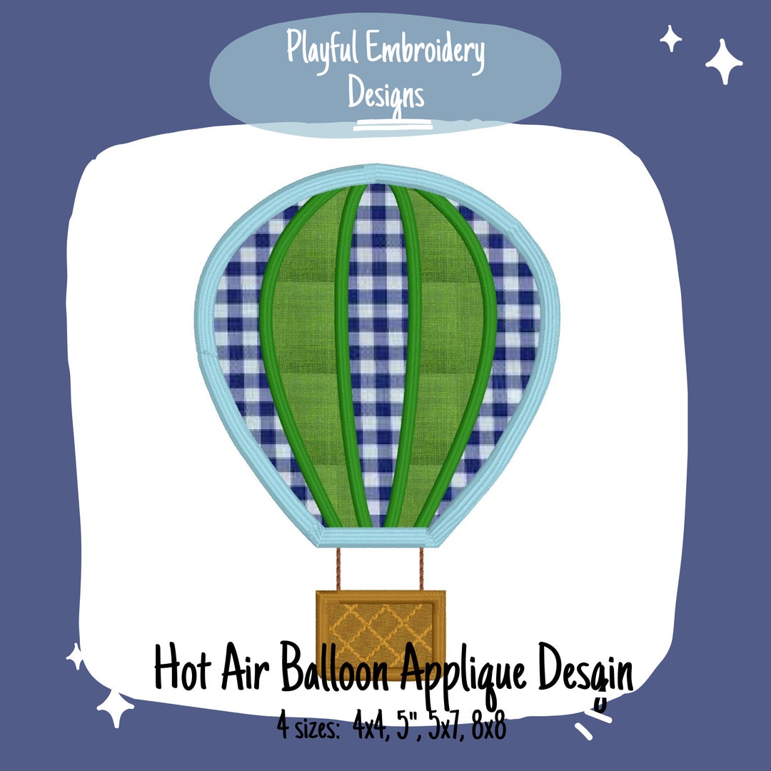 Hot Air Balloon Applique Machine Embroidery Design Satin - Etsy