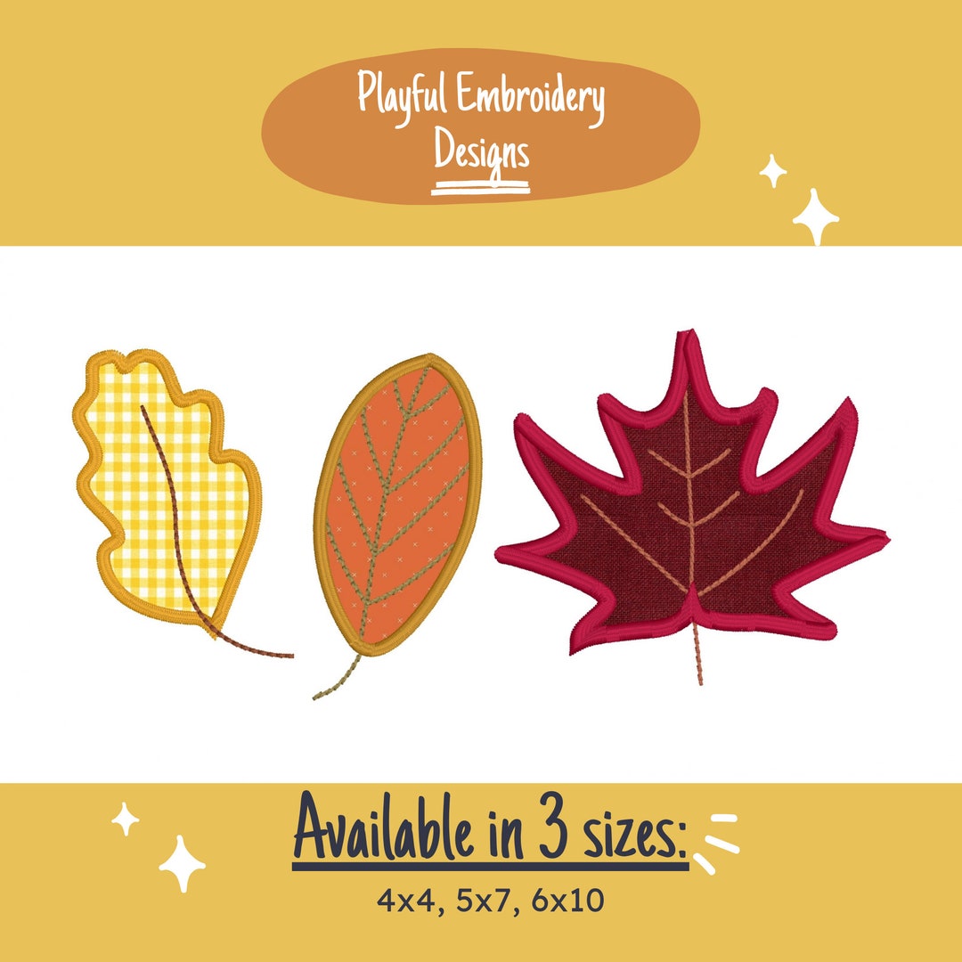 Fall Leaf Trio Applique Machine Embroidery Design - Etsy