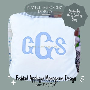 Fishtail Applique Monogram Design, Satin Stitch Fishtail Applique ...