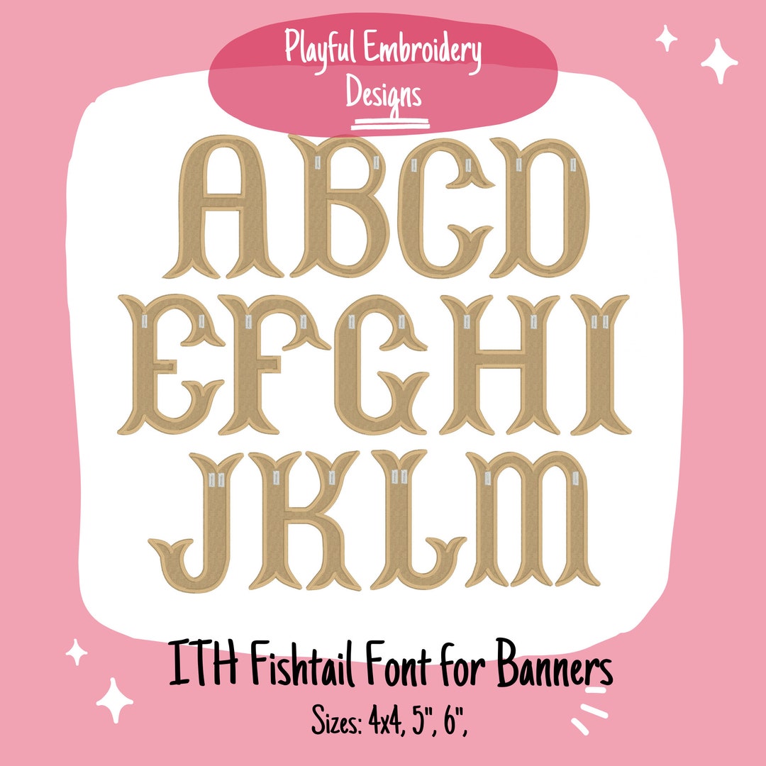 In the Hoop Fishtail Font for Machine Embroidery Design, ITH Satin ...
