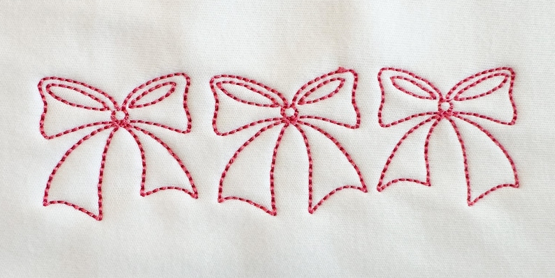 Vintage Bow Trio Machine Embroidery Design, Bean Stitch (digital ...