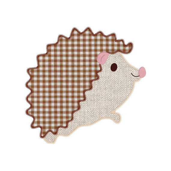 Hedgehog Applique Machine Embroidery Design Zig Zag Applique - Etsy