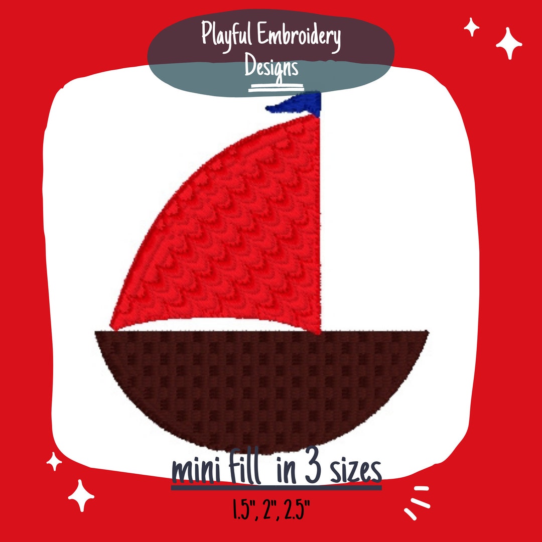 Sailboat Mini Fill Machine Embroidery Design, Boat Embroidery Design ...