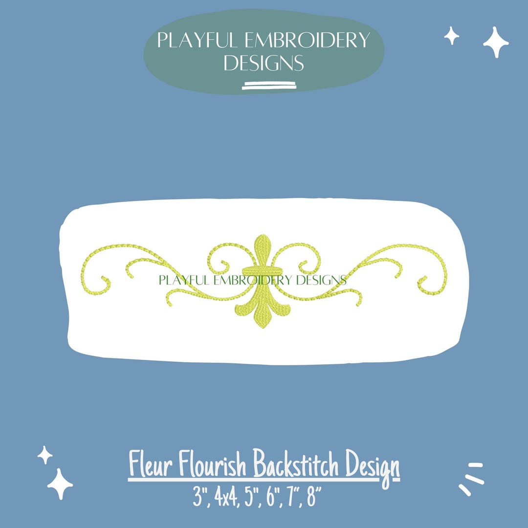 Fleur Flourish Embroidery Design for Machine Embroidery, Backstitch ...