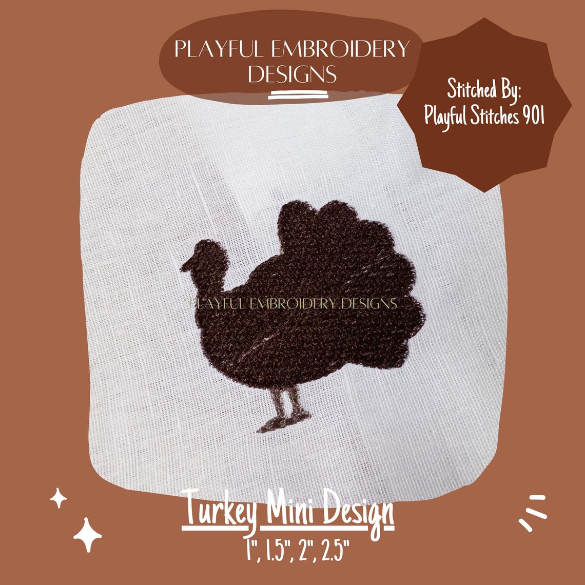 Turkey Silhouette Machine Embroidery Design, Fill Stitched Turkey ...