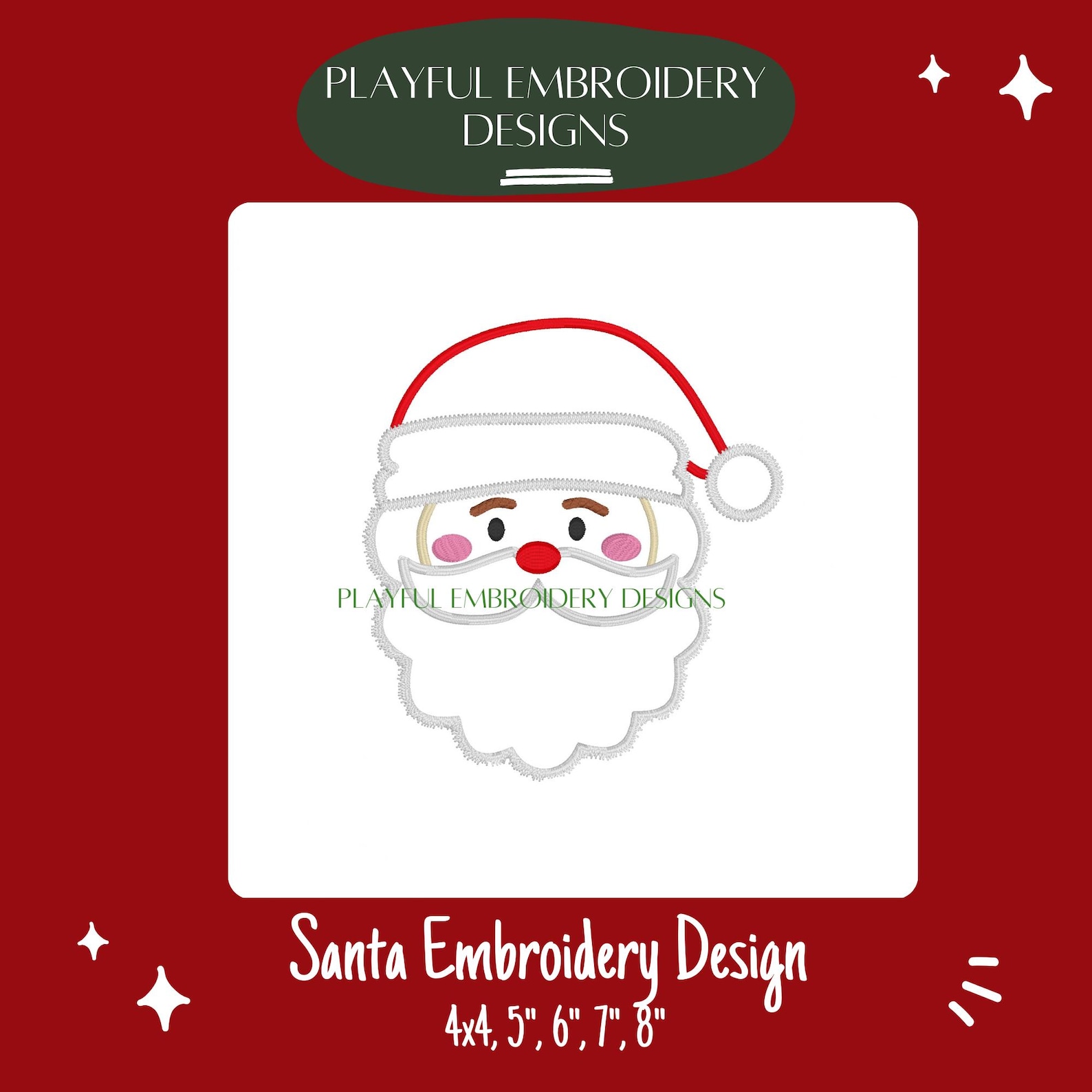 Santa Face Outline Embroidery Design (digital File) - Etsy