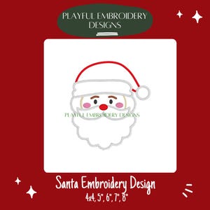 Santa Face Outline Embroidery Design (digital File) - Etsy