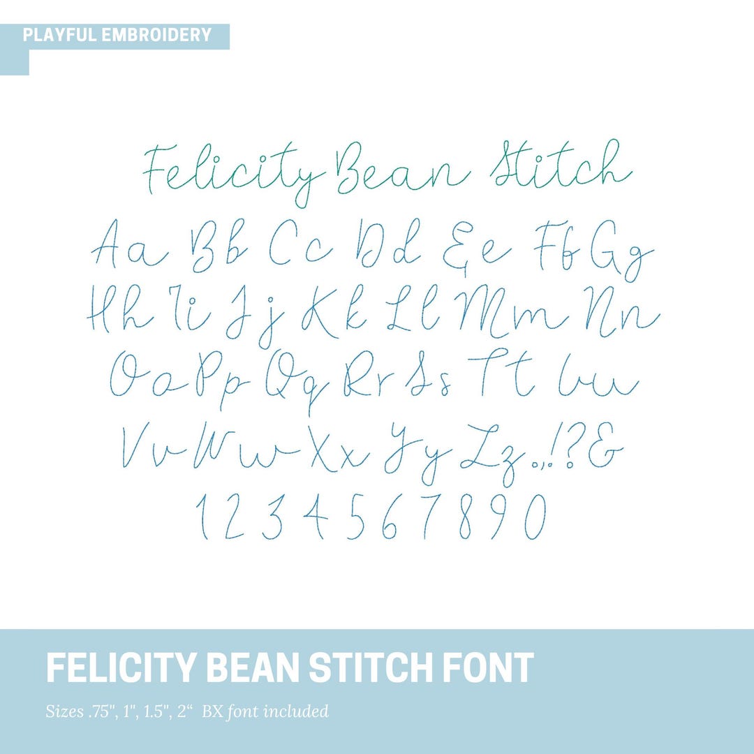 Felicity Bean Stitch Embroidery Font, Handwriting Bean Stitch Machine ...