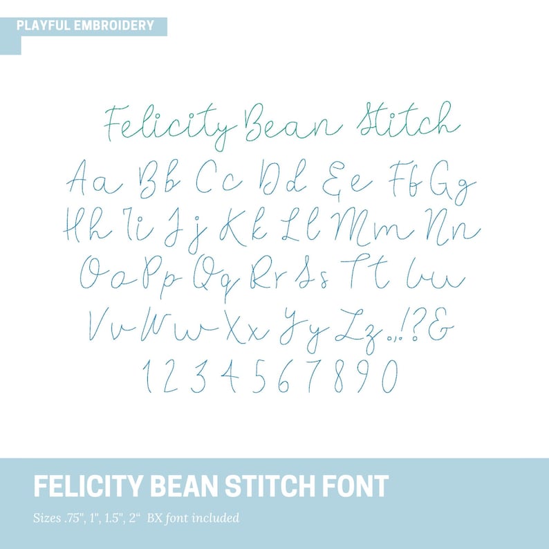 Felicity Bean Stitch Embroidery Font, Handwriting Style Font (BX ...