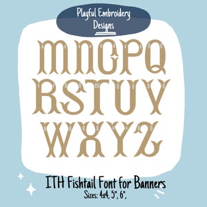 In the Hoop Fishtail Font for Machine Embroidery Design, ITH Banner ...