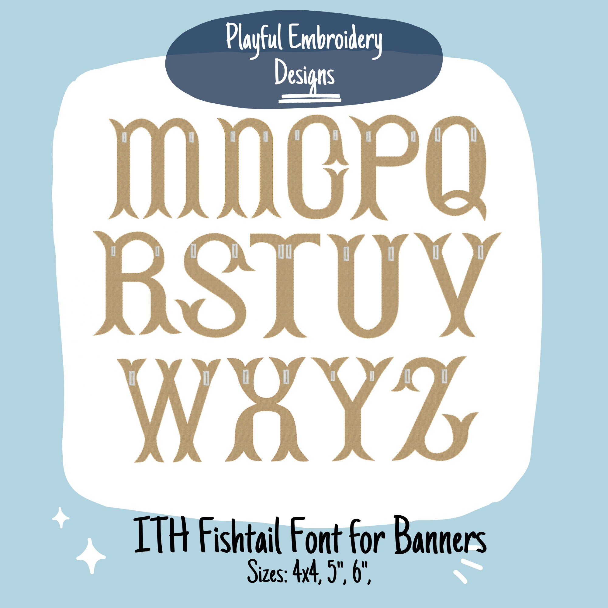 In the Hoop Fishtail Font for Machine Embroidery Design, ITH Banner ...