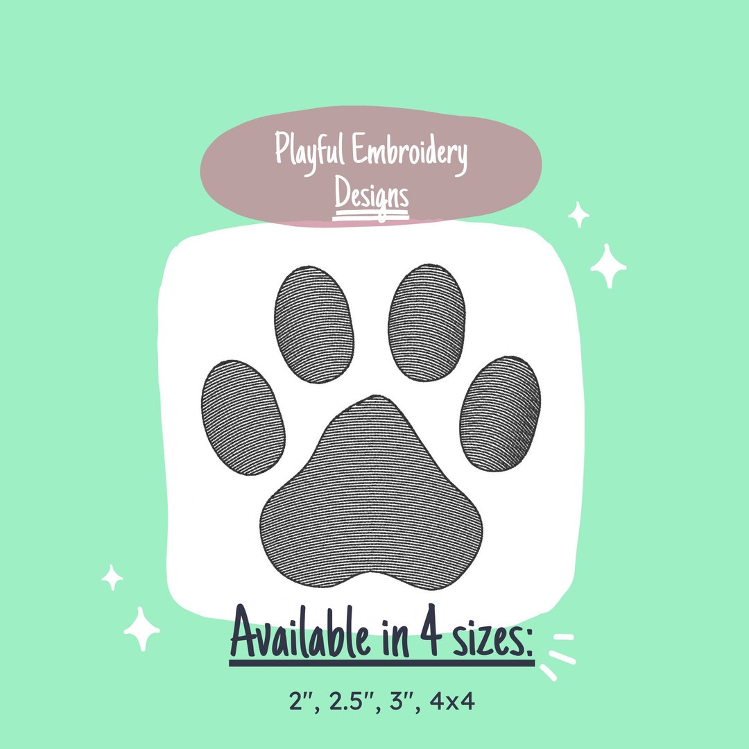Dog Paw Print Machine Embroidery Design, Sketch Style Dog Paw ...