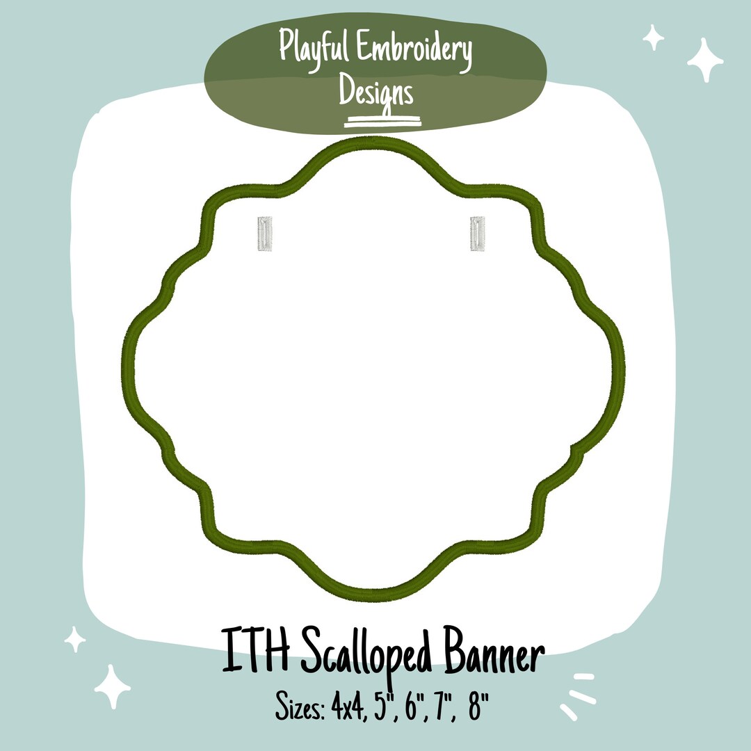 In the Hoop Scalloped Oval Banner Machine Embroidery Design, ITH ...
