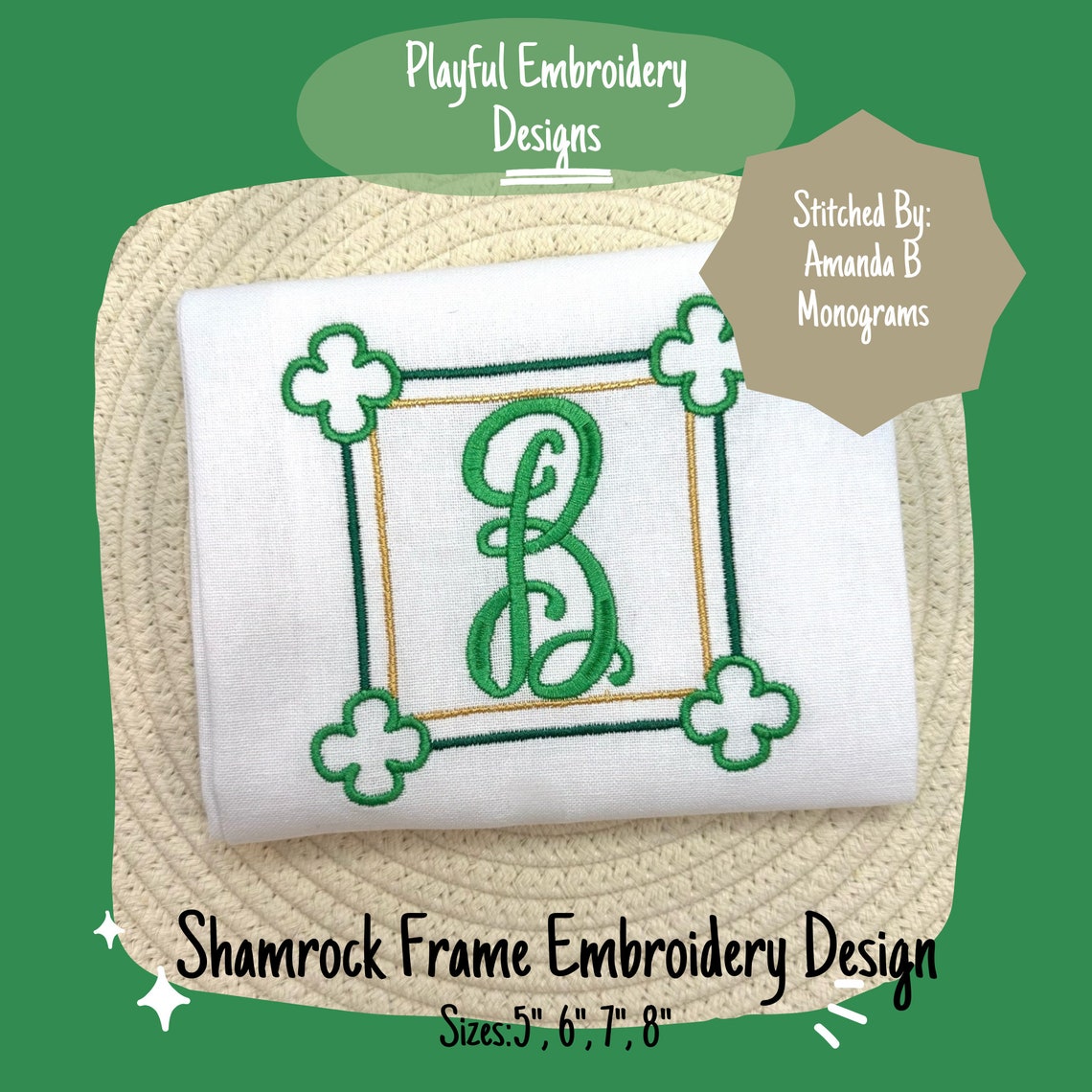 Shamrock Monogram Frame Machine Embroidery Design, St. Patrick's Day ...