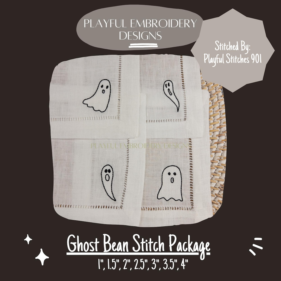 Package of Ghost Outlines Machine Embroidery Design, Bean Stitch Ghost ...