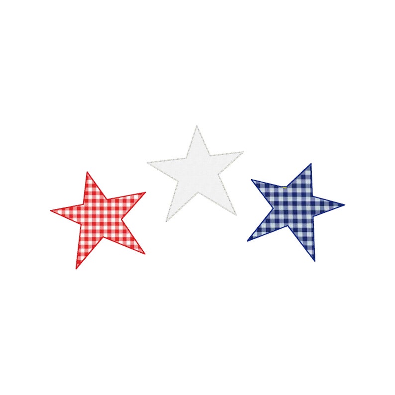 Star Trio Applique Machine Embroidery Design, Bean Stitch Star Applique ...