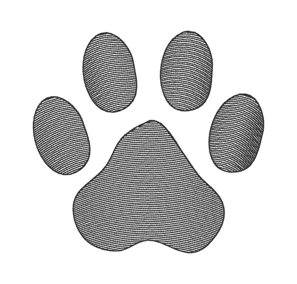 Dog Paw Print Machine Embroidery Design Sketch Style Dog Paw | Etsy